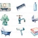 Bathroom Clipart, Watercolor Shower, Washroom, Bathroom Supplies ...
