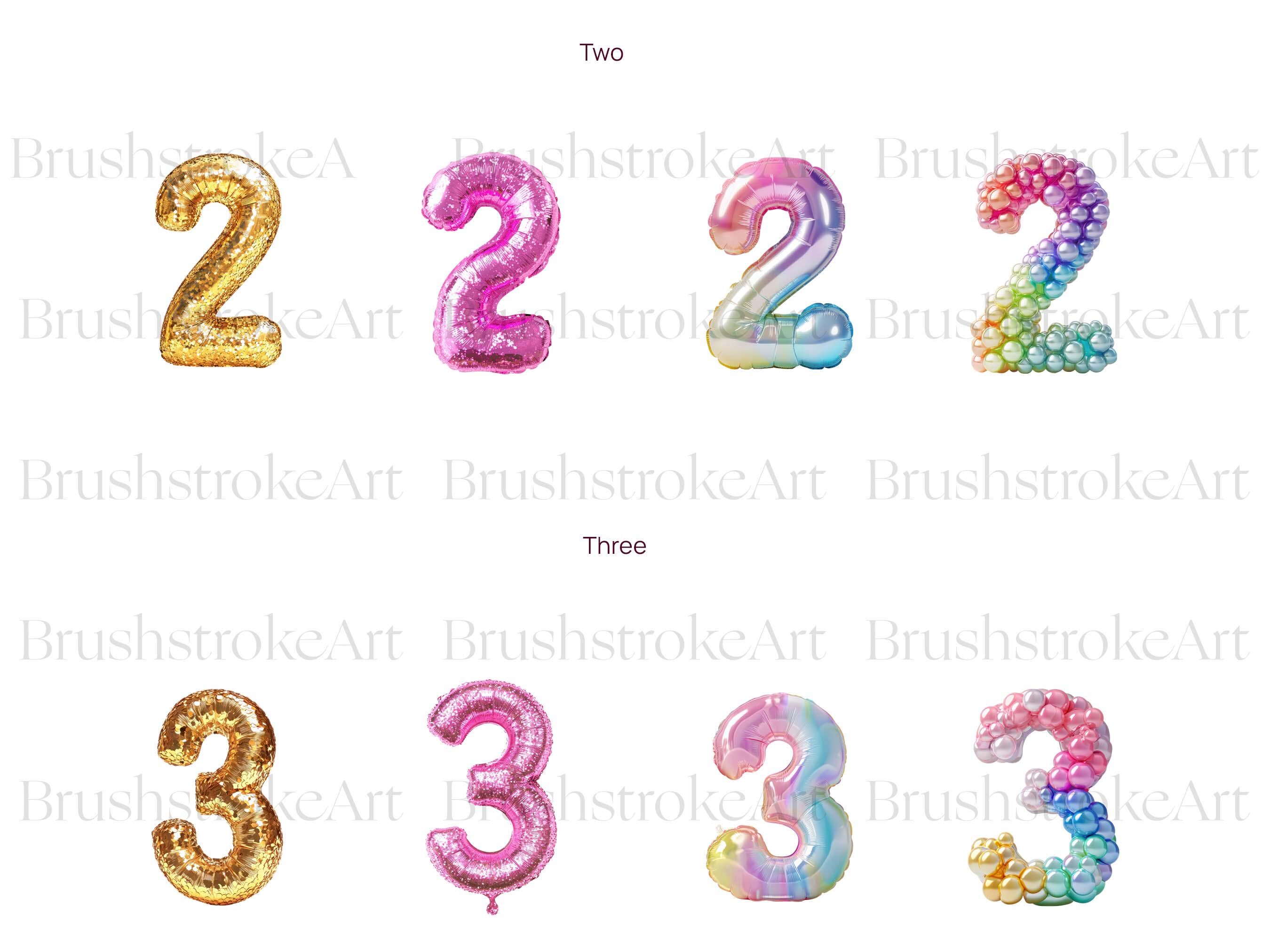 Colorful Numbers Clipart, Birthday Numbers, Party, Foil Balloons ...