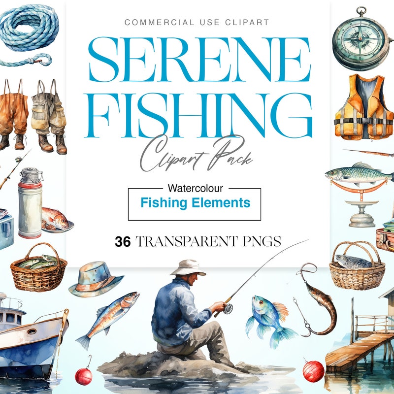 Fishing Watercolor - Etsy