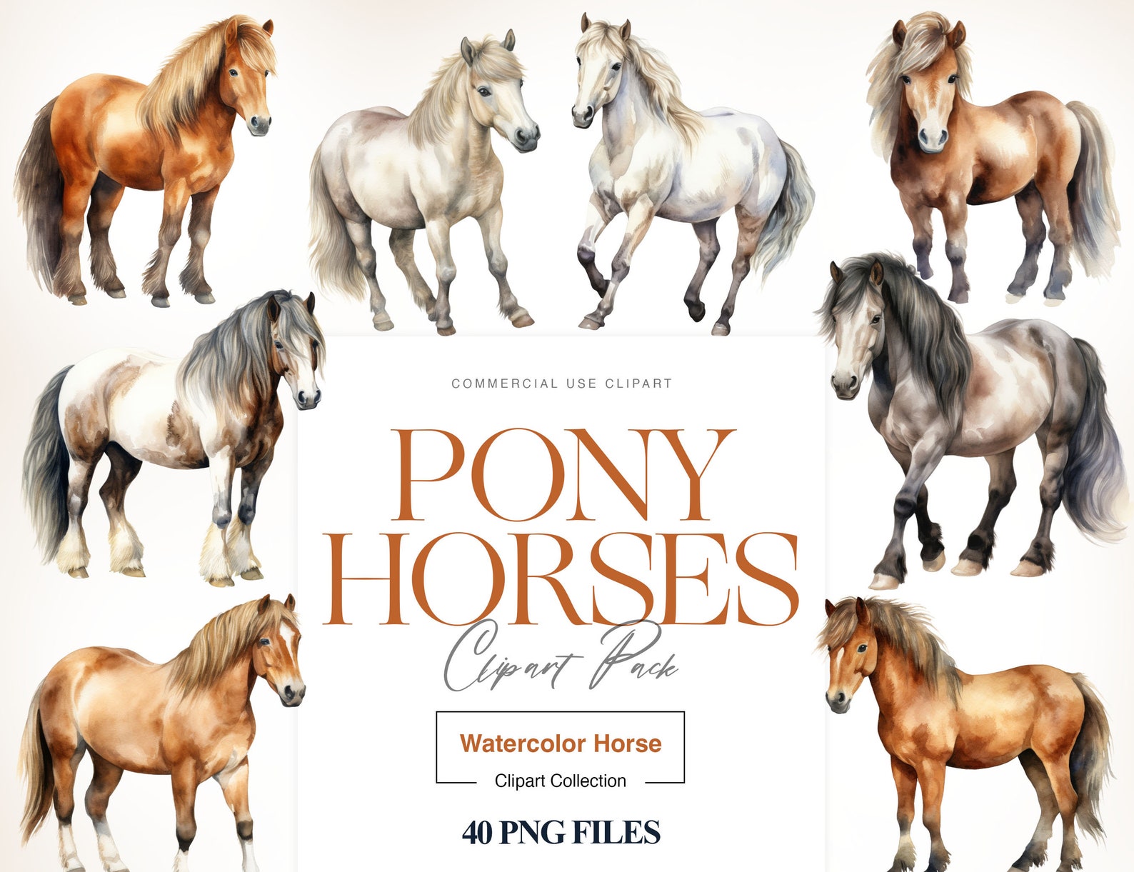 Watercolor Pony Clipart, Highland Pony PNG, Pink Pony, Horse Clipart ...