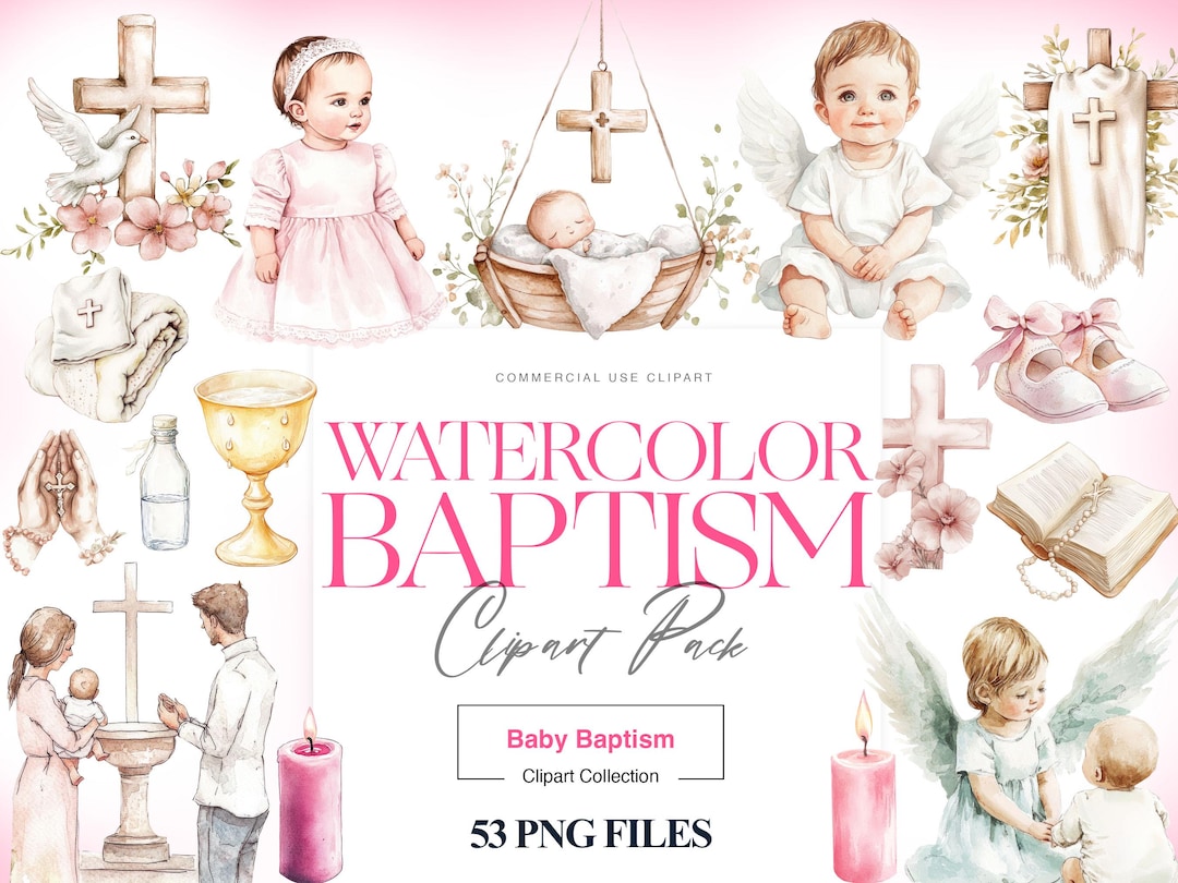 Watercolor Baptism Clipart, Christening, Baptism Angel, First Communion ...