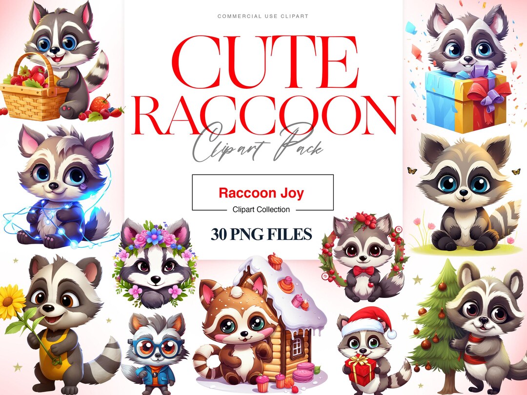 Cute Raccoon Clipart, Happy Raccoon, Woodland Animal, Funny Raccoon PNG ...