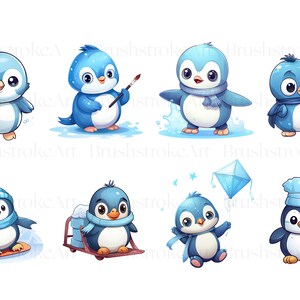 Watercolor Penguin Clipart, Cute Baby Penguin, Arctic Winter Animal ...
