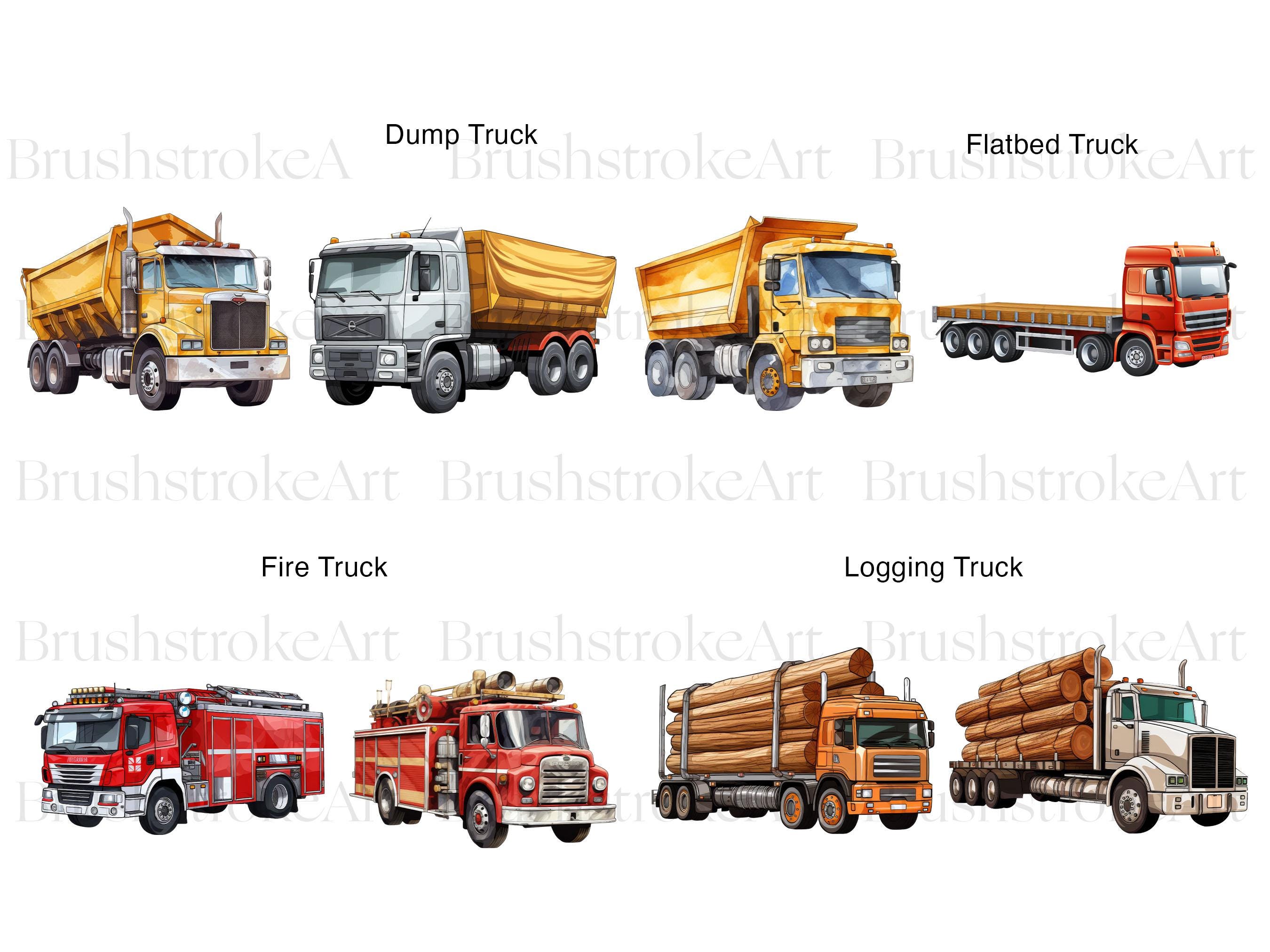 Truck Clipart, Fire Truck, Semi Truck, Vehicles Clipart, Dump Truck ...