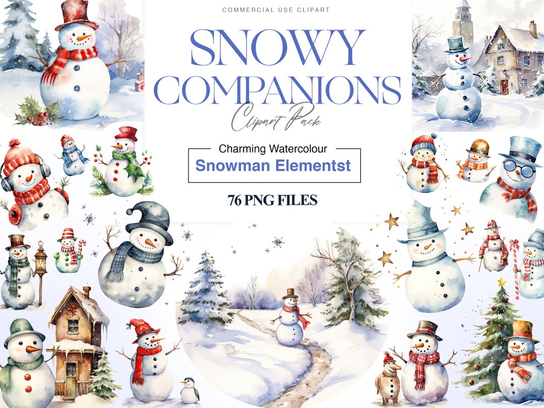 76 Watercolor Snowmen Clipart, Cute Christmas Snowman PNG, Christmas ...