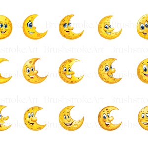 Cute Moon Clipart, Half Moon Clipart, Moon Illustration, Magical Moon ...