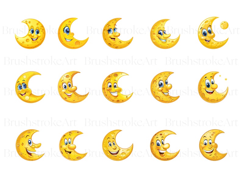 Cute Moon Clipart, Half Moon Clipart, Moon Illustration, Magical Moon ...
