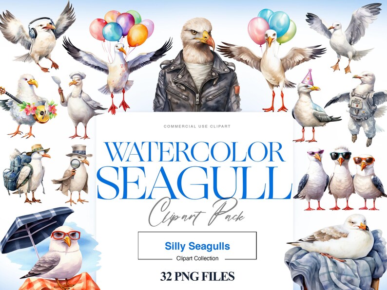 Watercolor Seagull Clipart, Beach Bird Clipart, Seagull PNG, Sea Bird ...