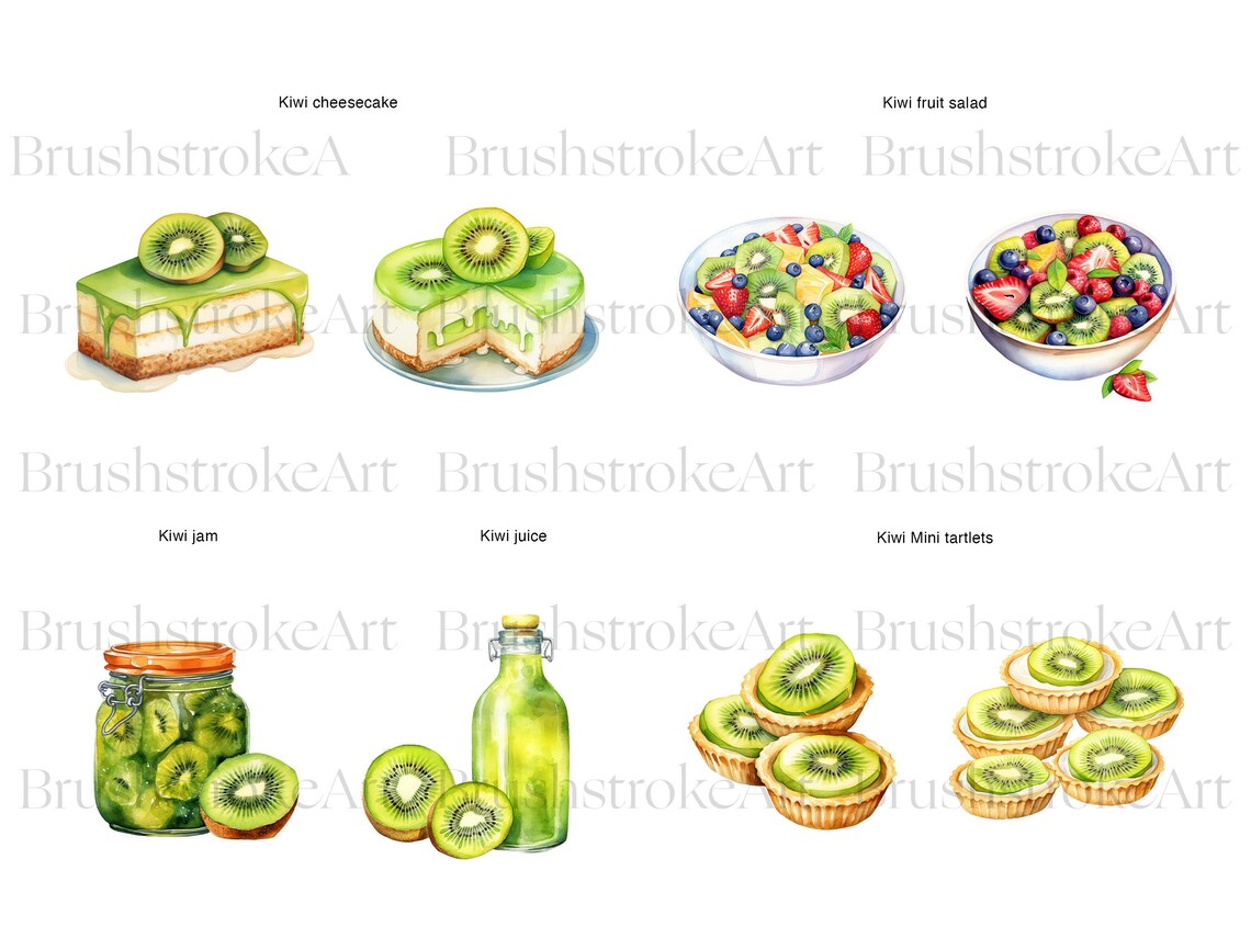 Watercolor Kiwi Fruit Clipart, Tropical Fruit, Summer Drinks, Dessert ...