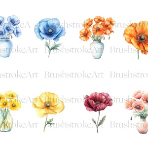 Watercolor Poppies Clipart, Memorial Day, Poppy Flower, Red Poppies ...