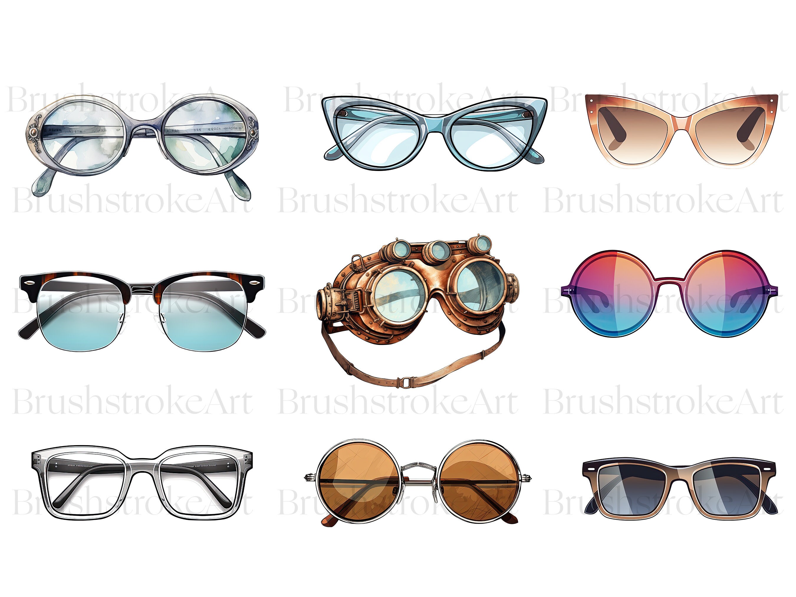 Watercolor Sunglasses Clipart, Heart Sunglasses, Hipster Glasses ...