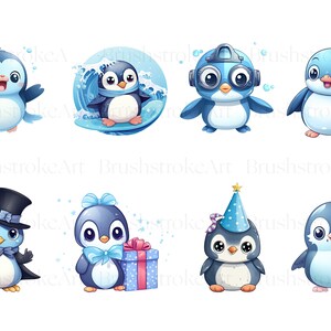 Watercolor Penguin Clipart, Cute Baby Penguin, Arctic Winter Animal ...