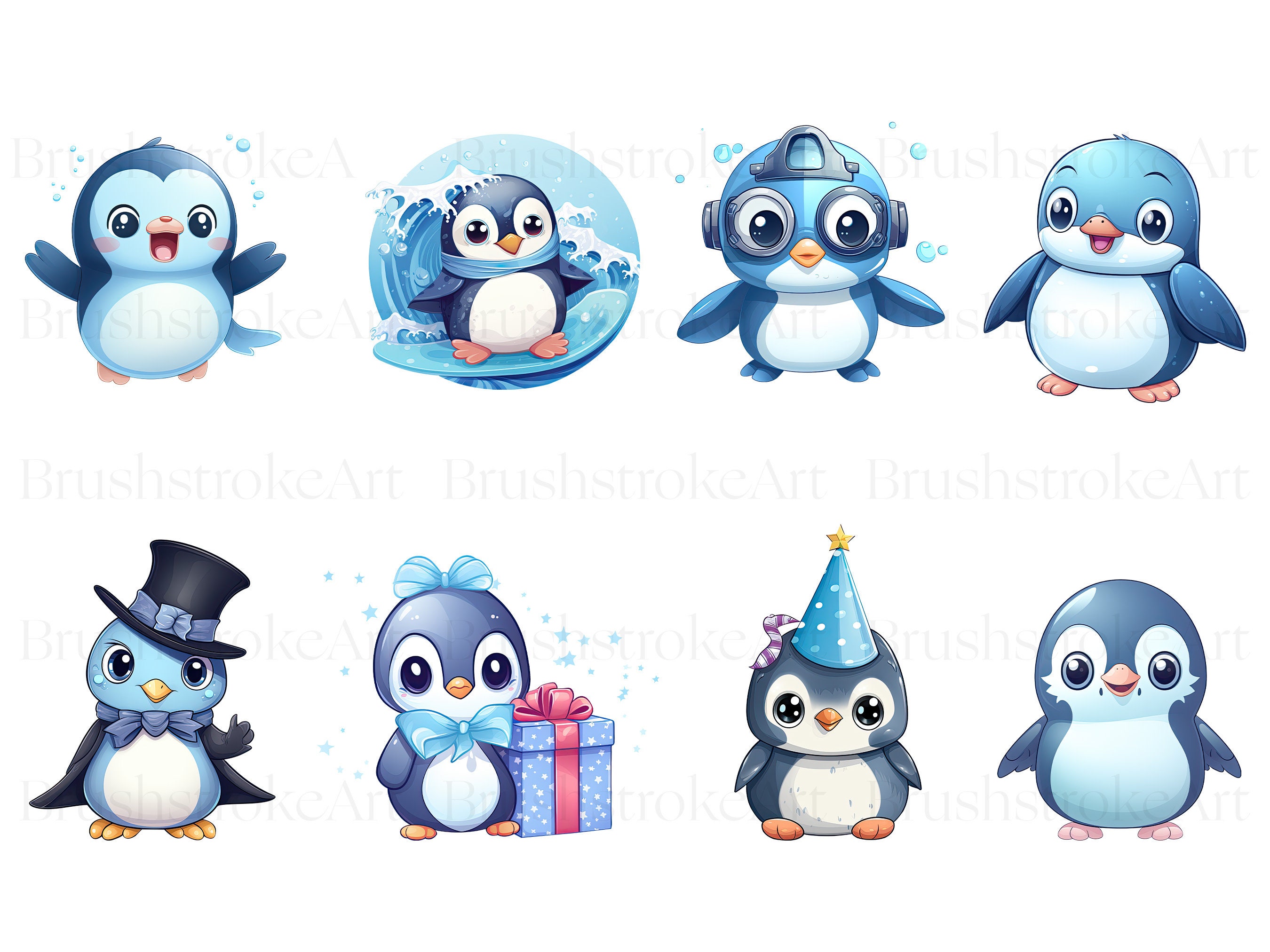 Watercolor Penguin Clipart, Cute Baby Penguin, Arctic Winter Animal ...