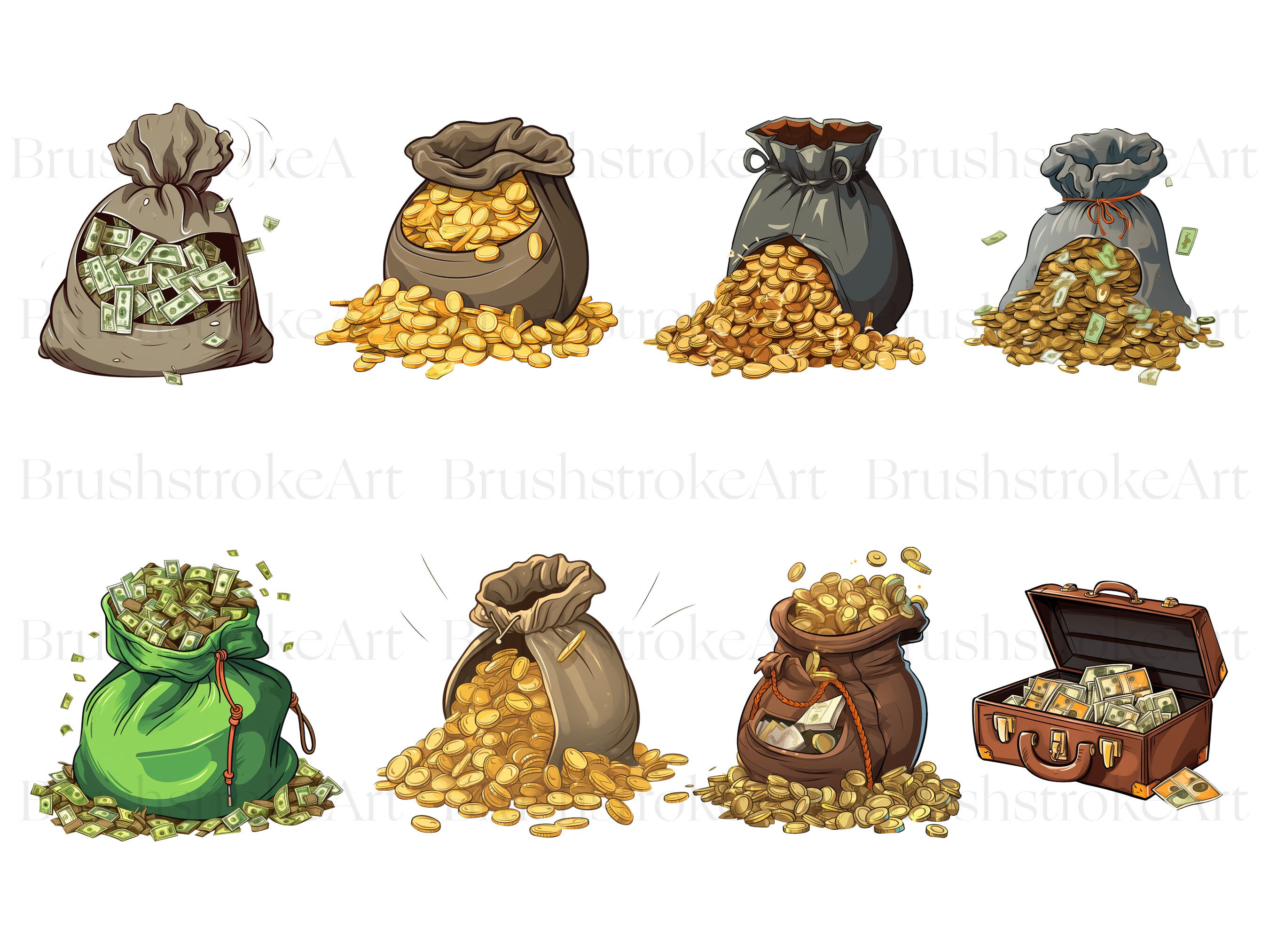 Money Illustration Clipart, Money Bag, Coin Clipart, Piggy Bank, Cash ...