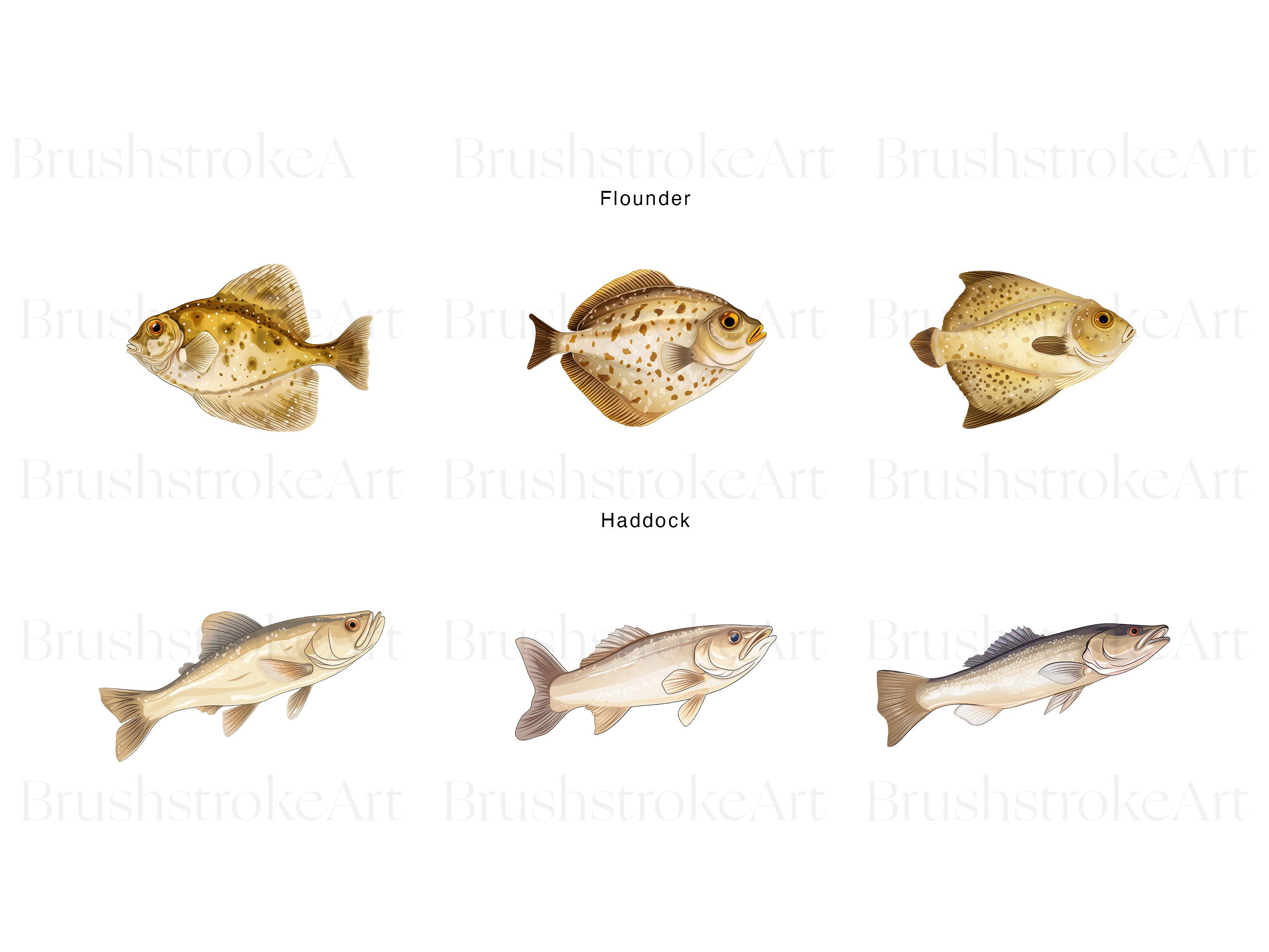 Salt Water Fish Clipart, Salmon, Cod Fish PNG, Watercolor Fish Download ...