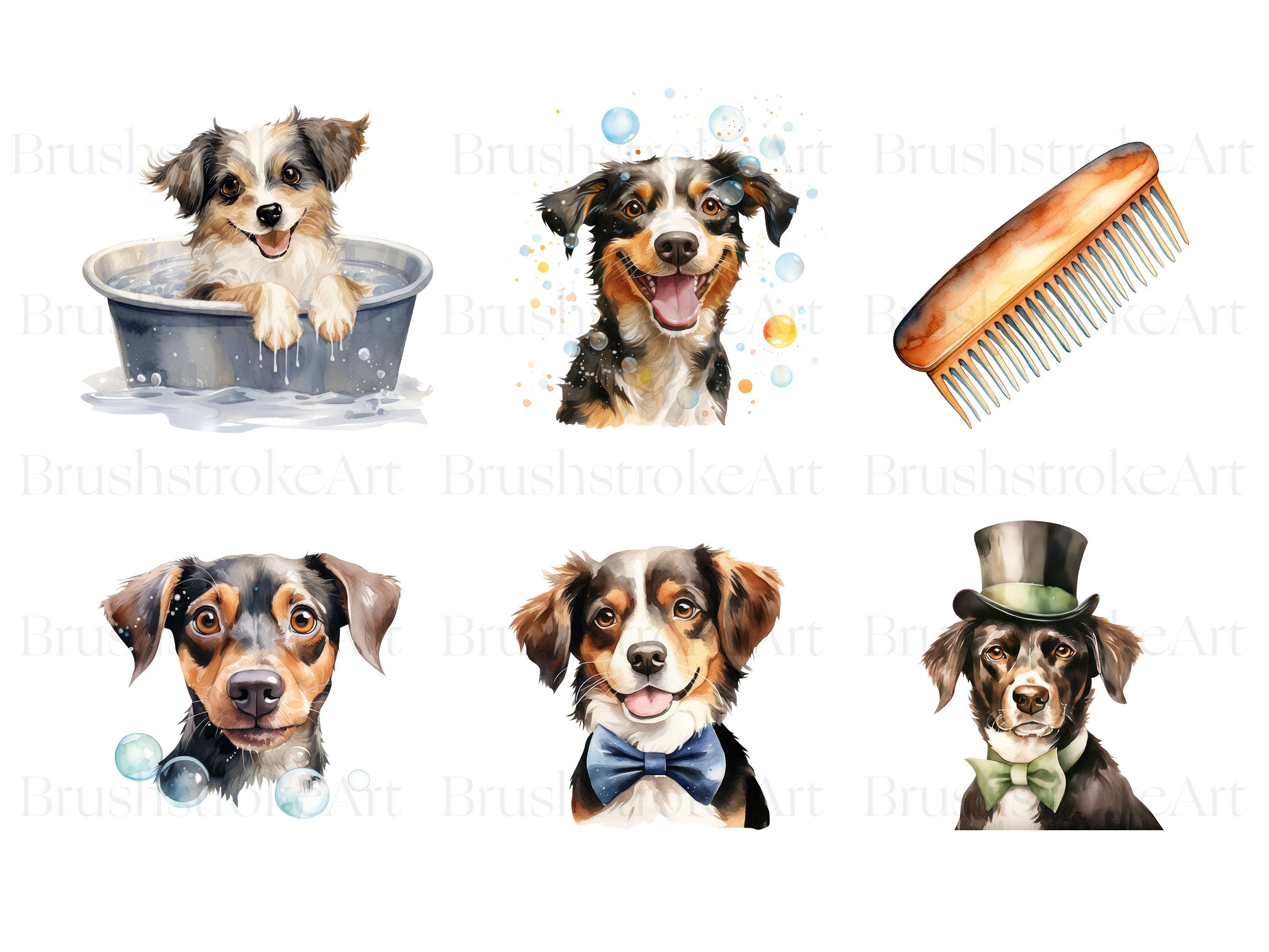 Watercolor Dog Grooming Clipart, Pet Groomer, Cute Dog Spa, Dog PNG ...