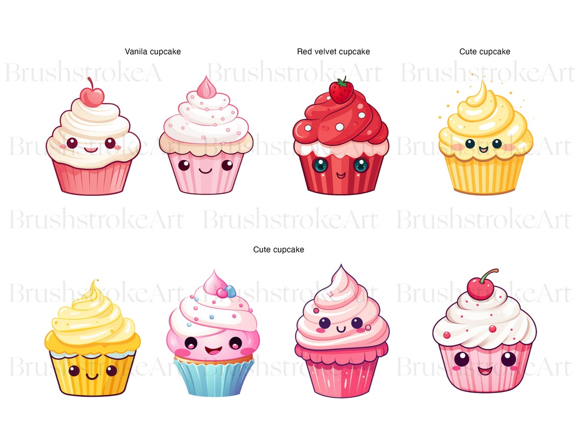 Cute Cupcake Clipart, Strawberry Cupcake PNG, Dessert Clipart, Berry ...