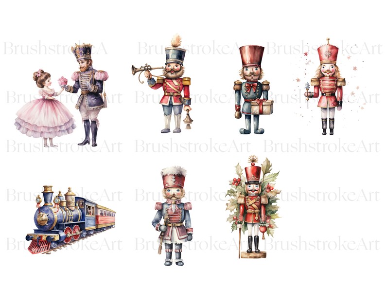 Nutcracker Clipart Pack: Watercolor Christmas PNG Images for - Etsy