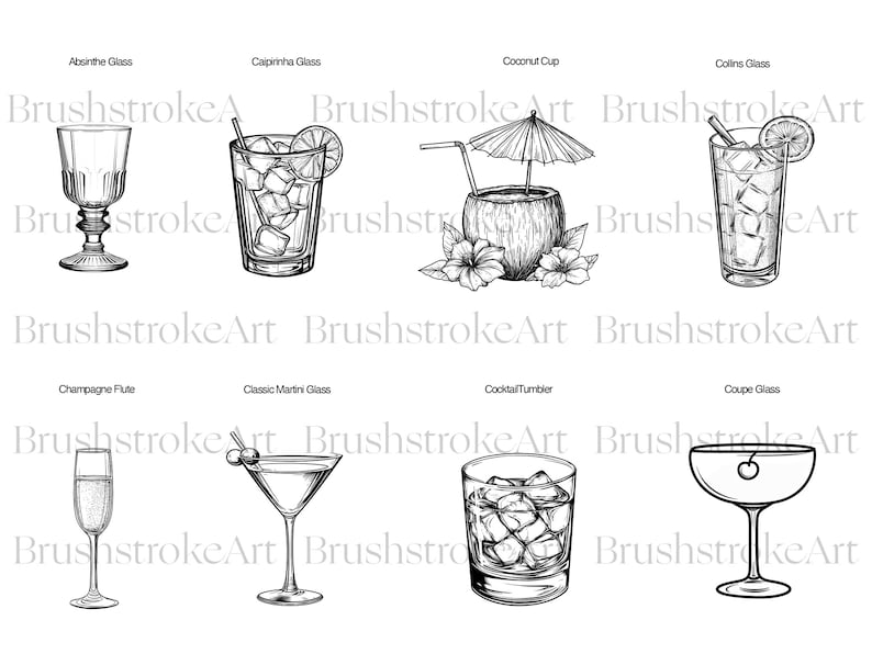 Cocktail Glass Line Art, Cocktail Icon, Martini Glass, Wine Glass ...