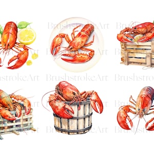 Watercolor Lobster Clipart, Sea Life, Crawfish, Lobster PNG, Nursery ...