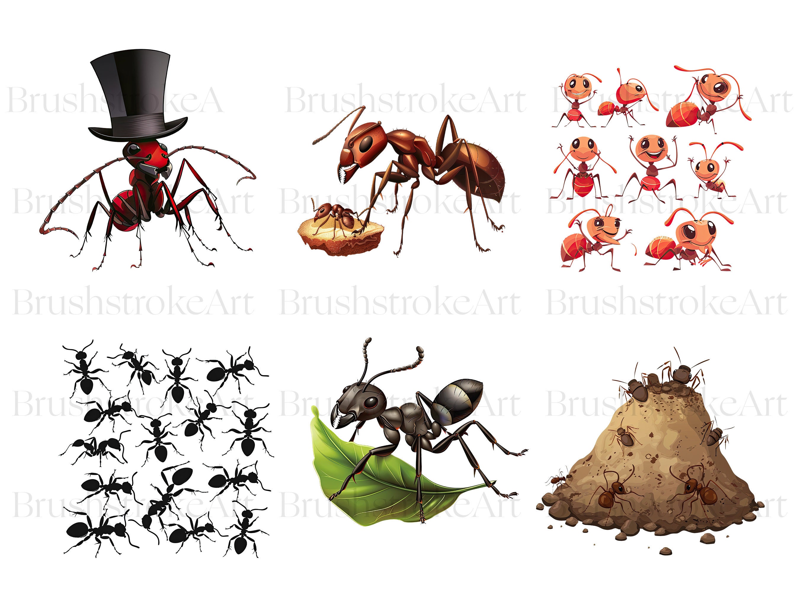 Watercolor Ants Clipart, Cute Ants Cartoon, Ant PNG, Black Ants ...