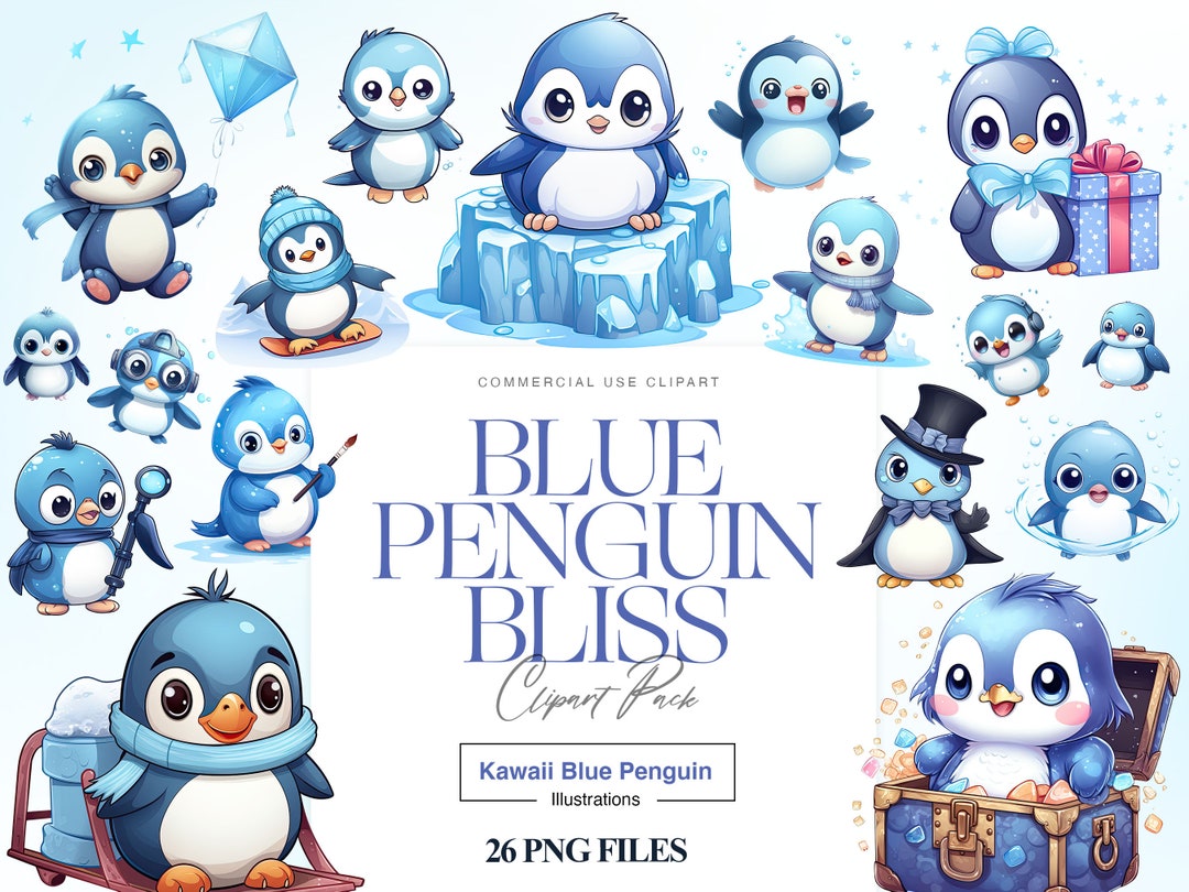 Watercolor Penguin Clipart, Cute Baby Penguin, Arctic Winter Animal ...