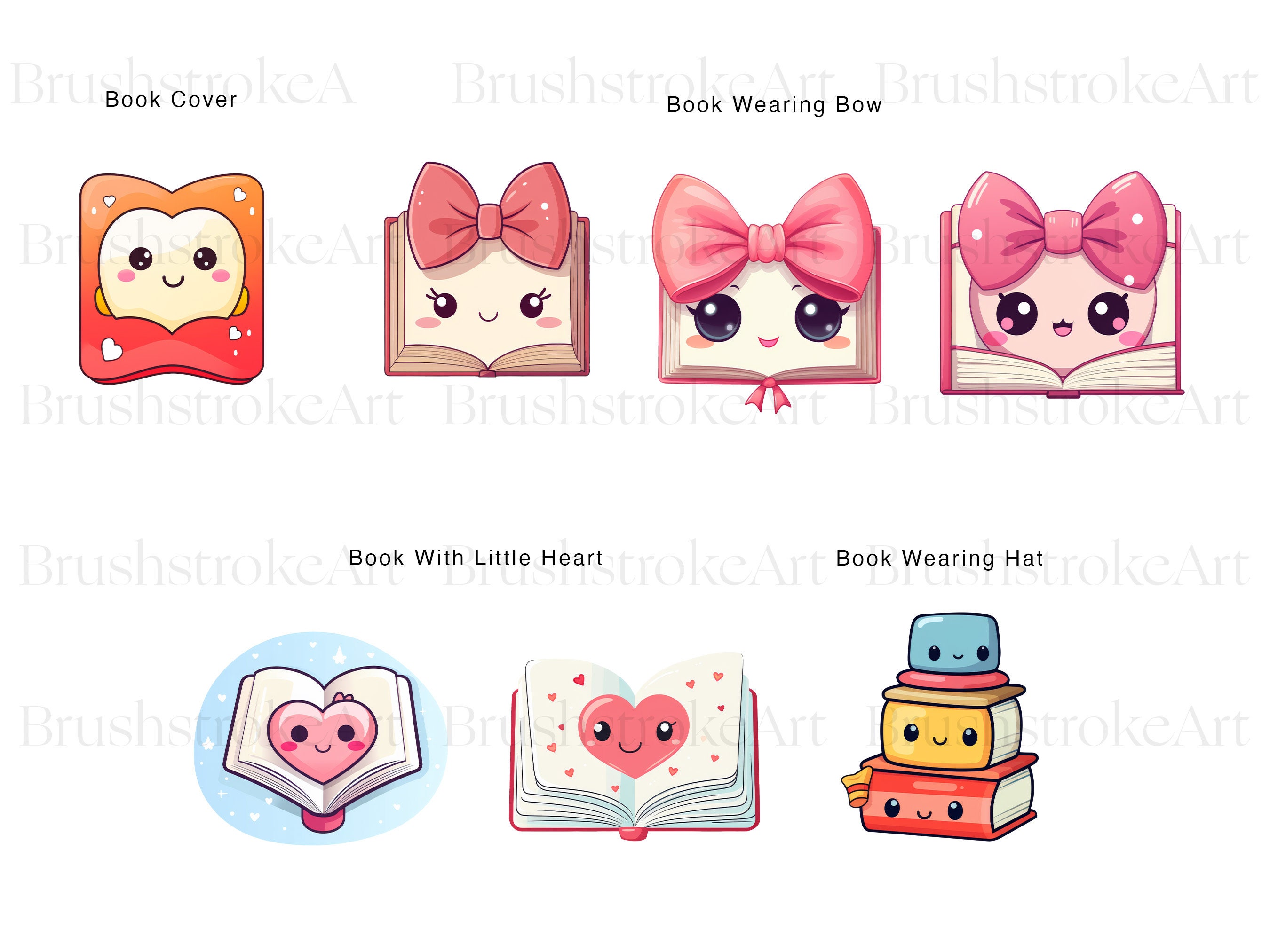 Cute Book Clipart, Kawaii Pencil, Cute Book Icon, Bookmark, Book Lover ...
