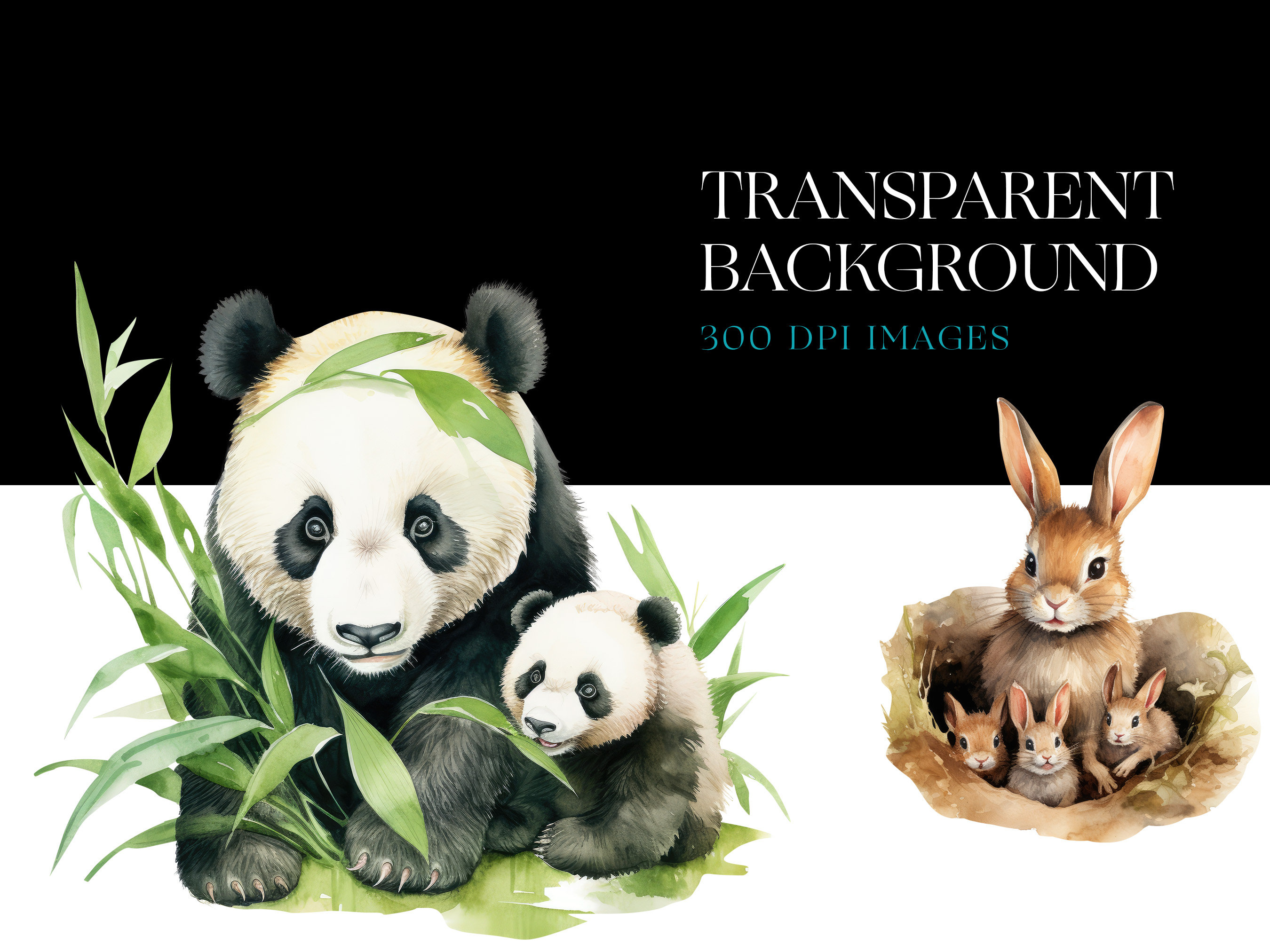 Watercolor Mom and Baby Animals Clipart, Mother's Day Animals, Baby ...