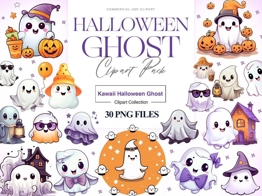 Halloween Ghost Clipart, Cute Ghost, Happy Halloween Card, Ghost PNG ...