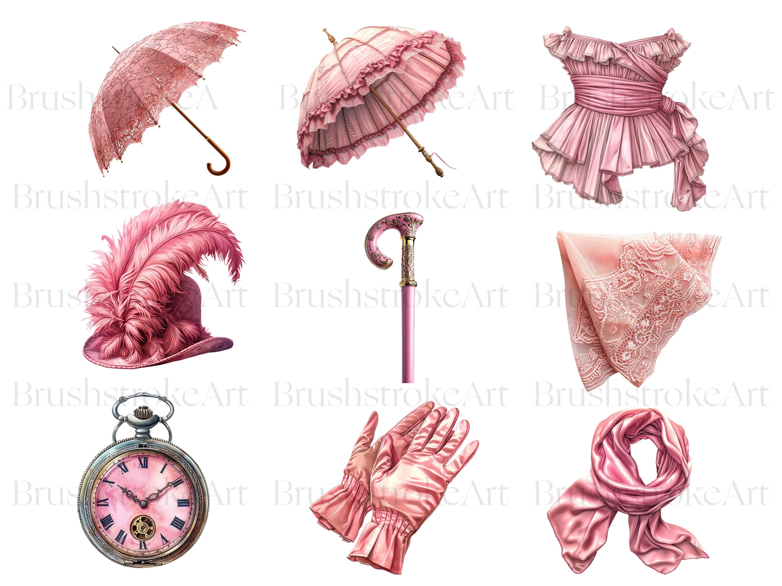 Antique Pink Fashion Clipart, Victorian Clothing, Vintage Hats, Purses ...