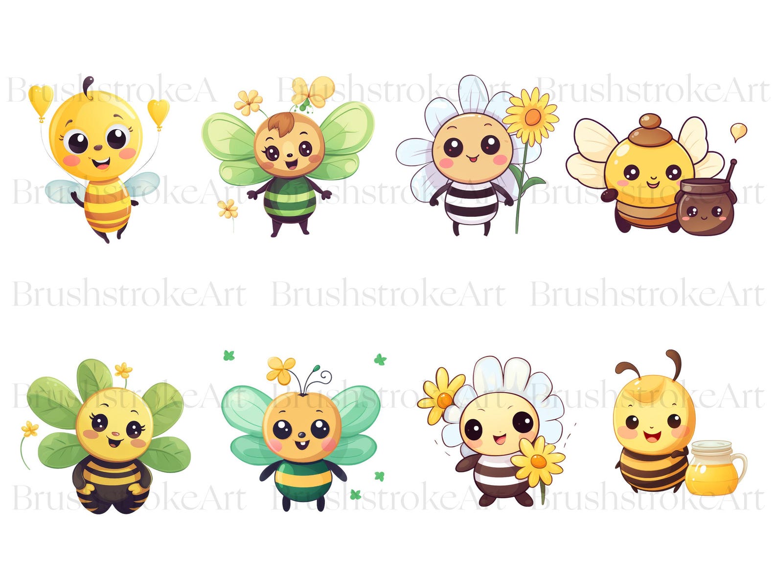 Kawaii Bee Clipart, Honeybee, Cute Bumble Bee Clipart, Cartoon Bee ...