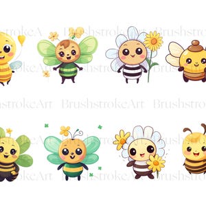 Kawaii Bee Clipart, Honeybee, Cute Bumble Bee Clipart, Cartoon Bee ...