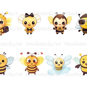 Kawaii Bee Clipart, Honeybee, Cute Bumble Bee Clipart, Cartoon Bee ...