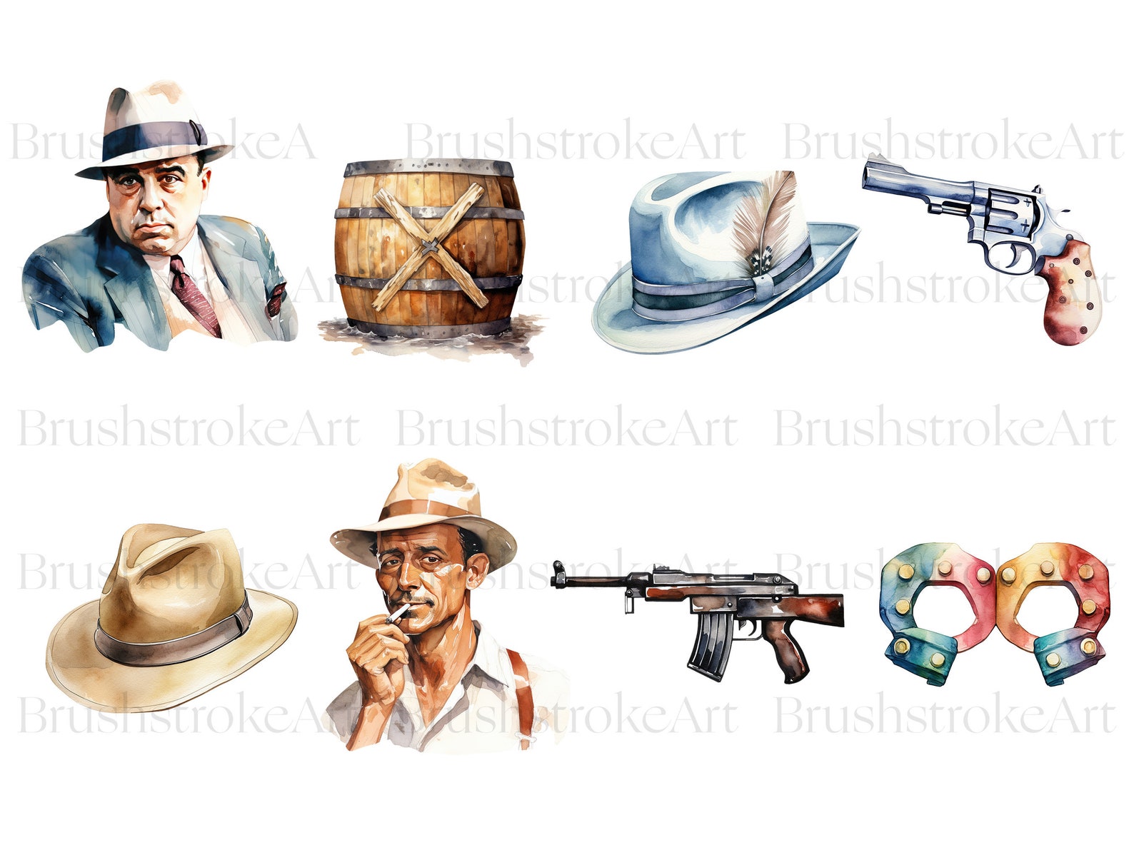 Watercolor Gangster Clipart, Mafia, Gang Clipart, Mob Boss, Gangster ...