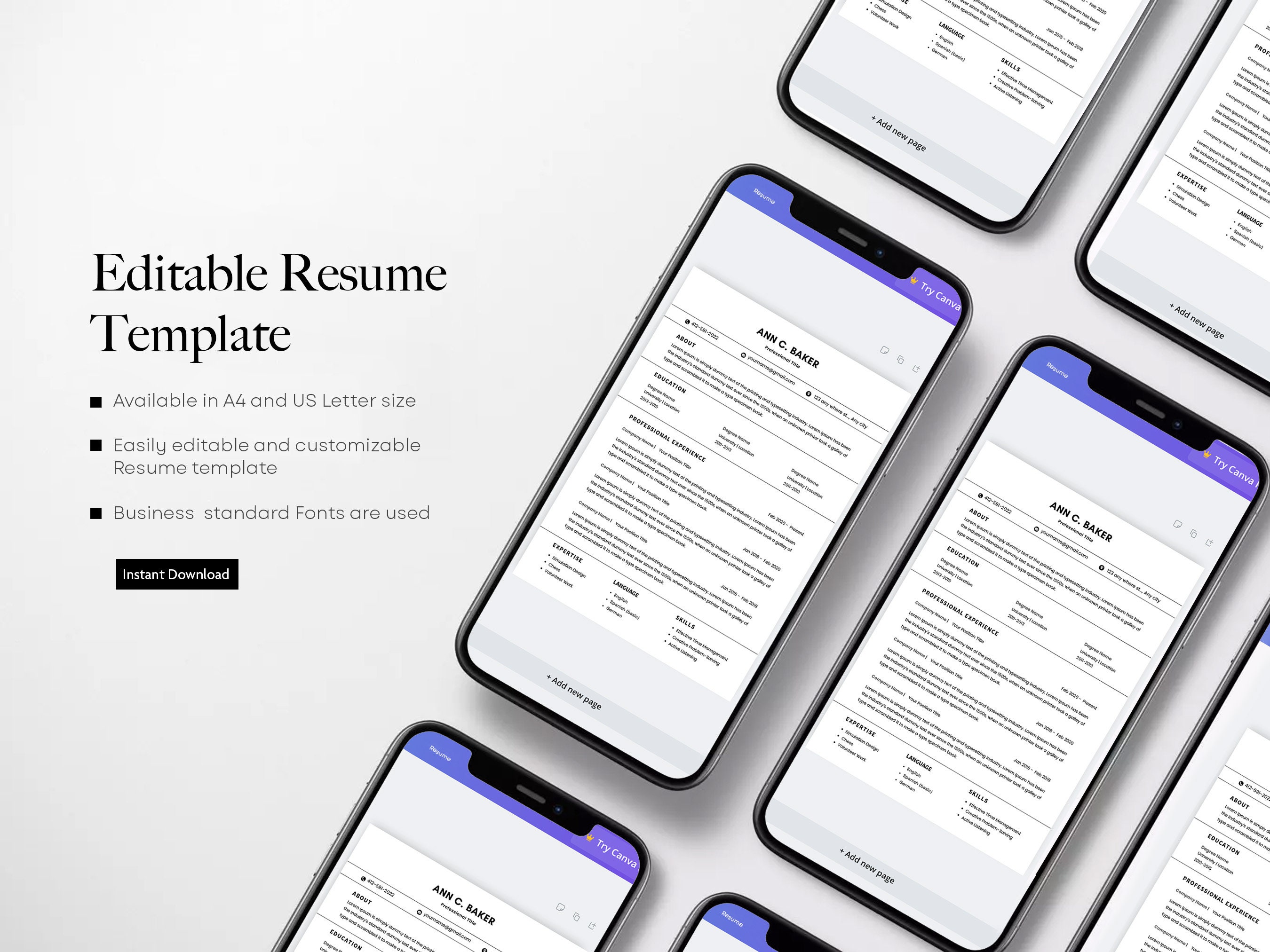 Minimalist Resume Template, Biodata Format, Canva Resume Templates ...