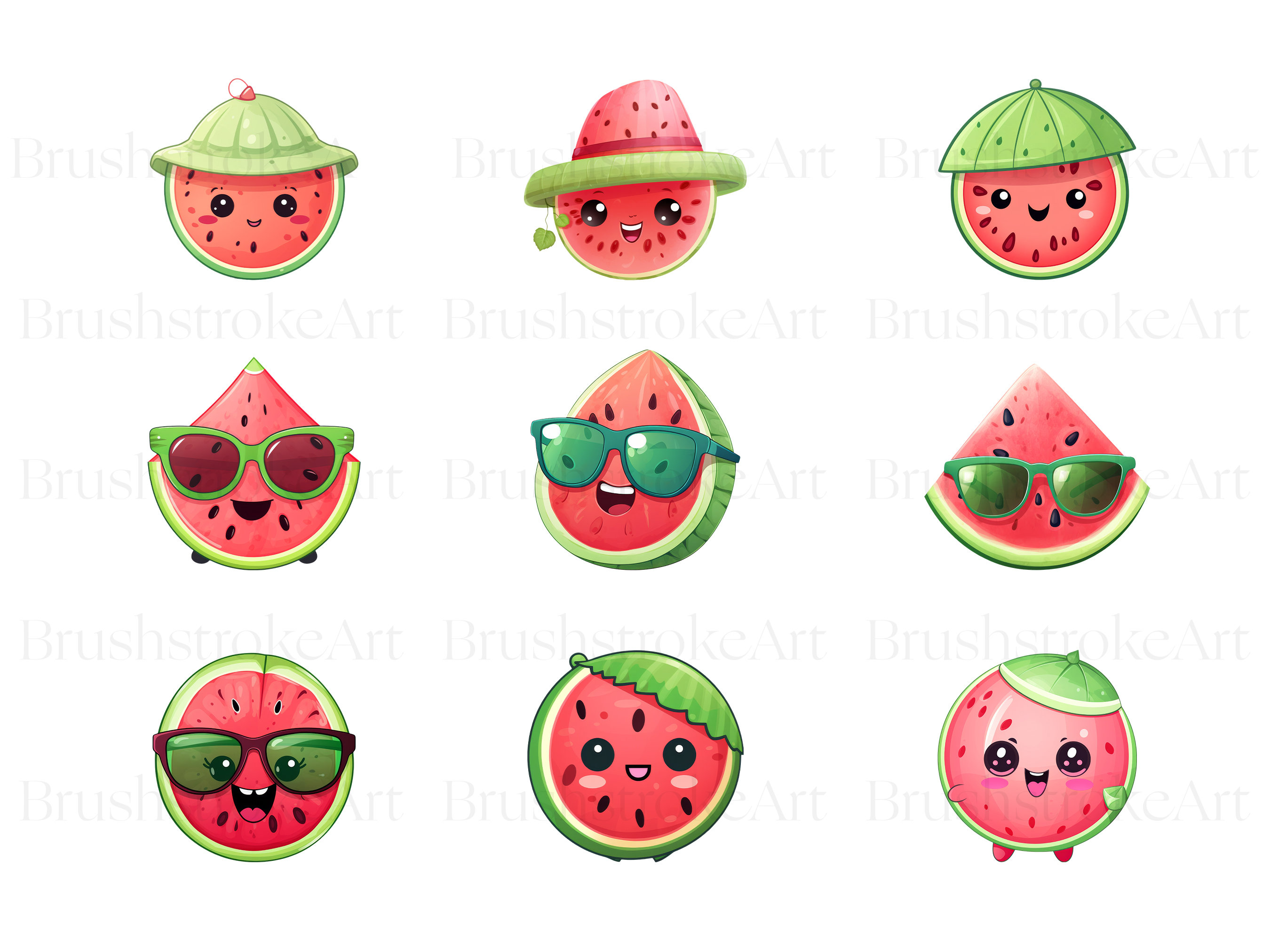 Kawaii Watermelon Clipart, Cute Watermelon, Summer Fruit Clipart ...