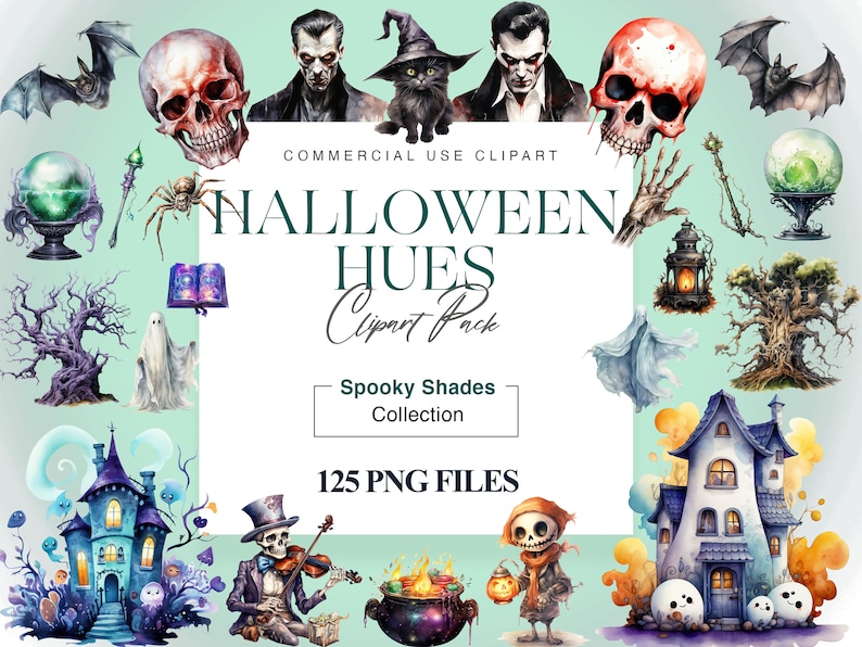 125 Halloween Hues Clipart Pack | Watercolor Pngs | Digital Download ...