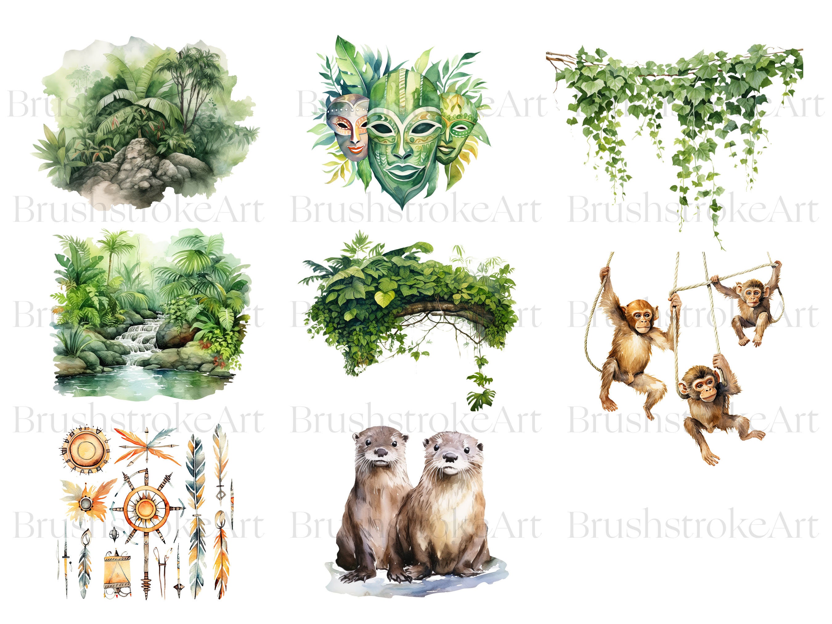 Watercolor Tropical Rainforest Clipart, Tropical Animals, Birds, Parrot ...