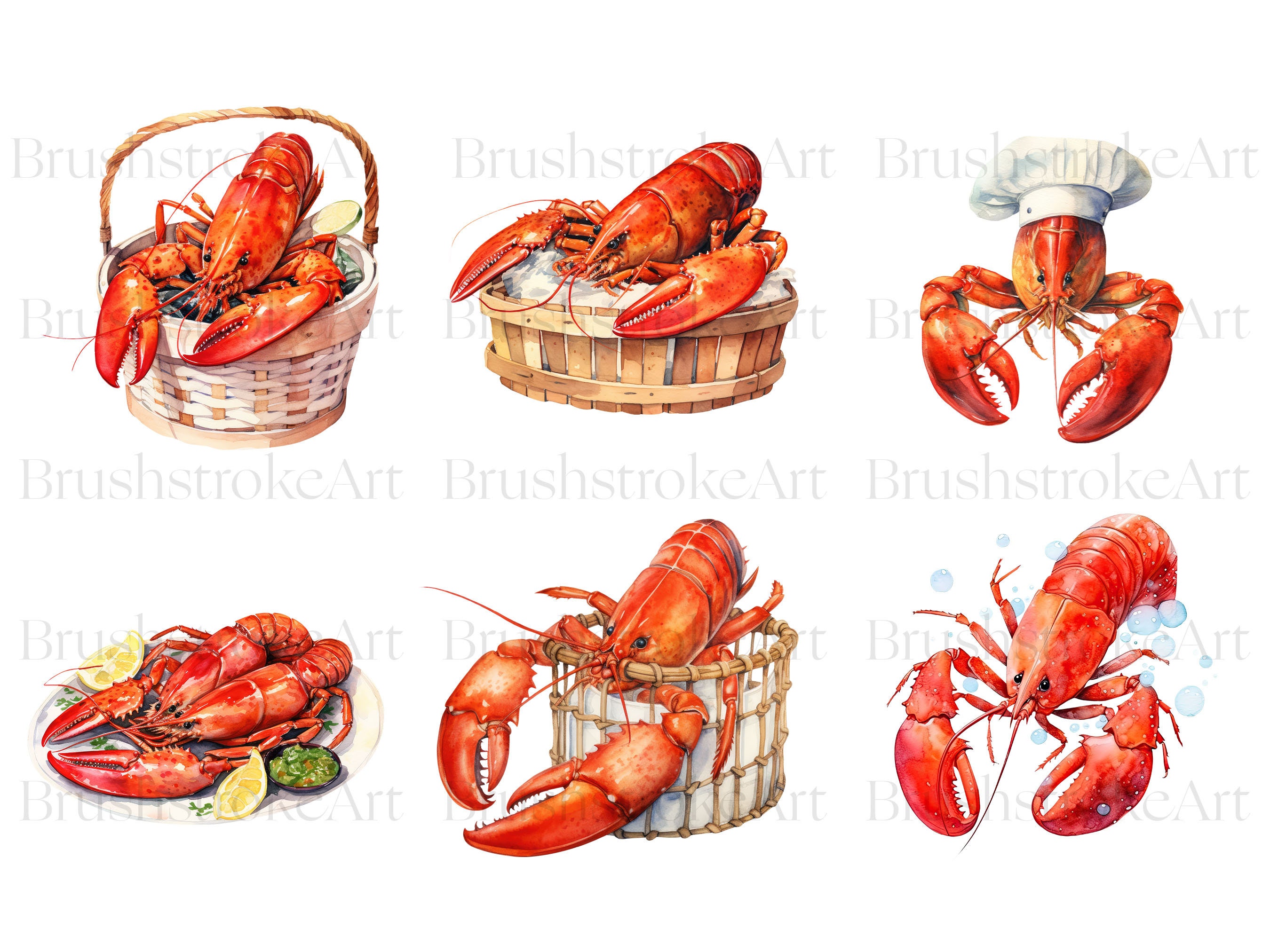 Watercolor Lobster Clipart, Sea Life, Crawfish, Lobster PNG, Nursery ...