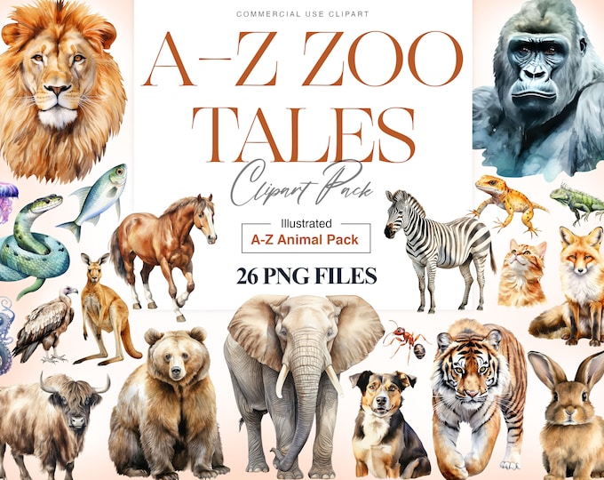 Animals of the Alphabet Clipart Bundle | A to Z Animals Clip Art | Cute ...