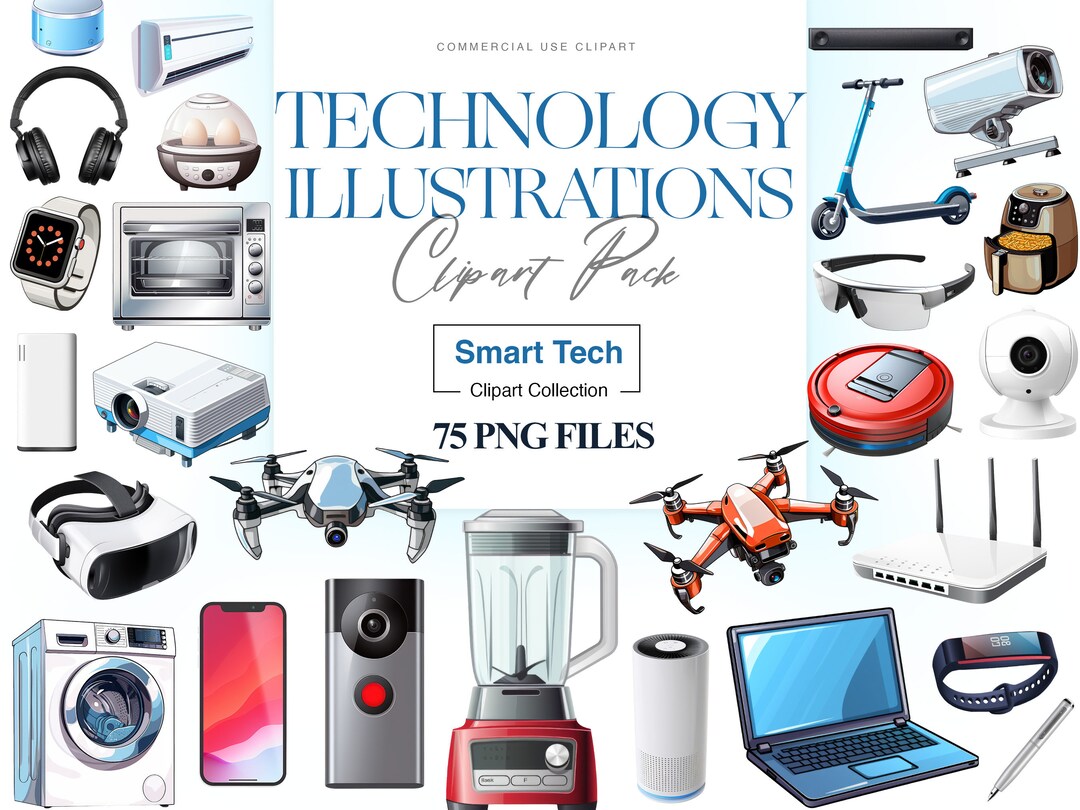 Technology Clipart, Smartphone, Headphones PNG, Tech, Laptop Clipart ...