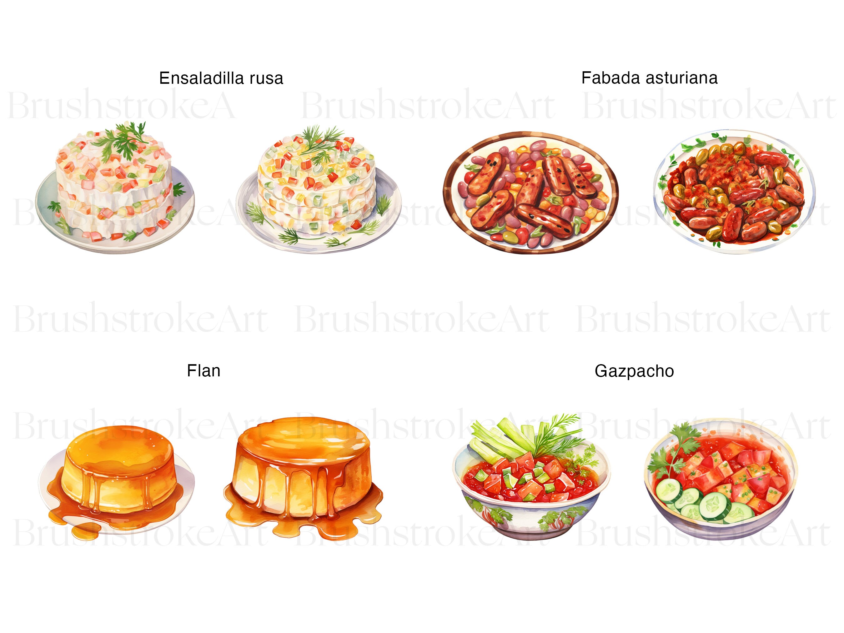 Spanish Food Clipart, Spanish Cuisine, Flan, Food Graphics PNG, Churros ...