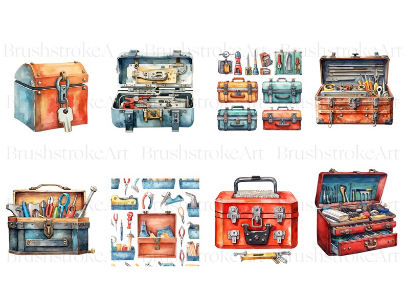 Watercolor Tools Clipart, Men PNG, Handyman, Mechanic Tools, Toolbox ...