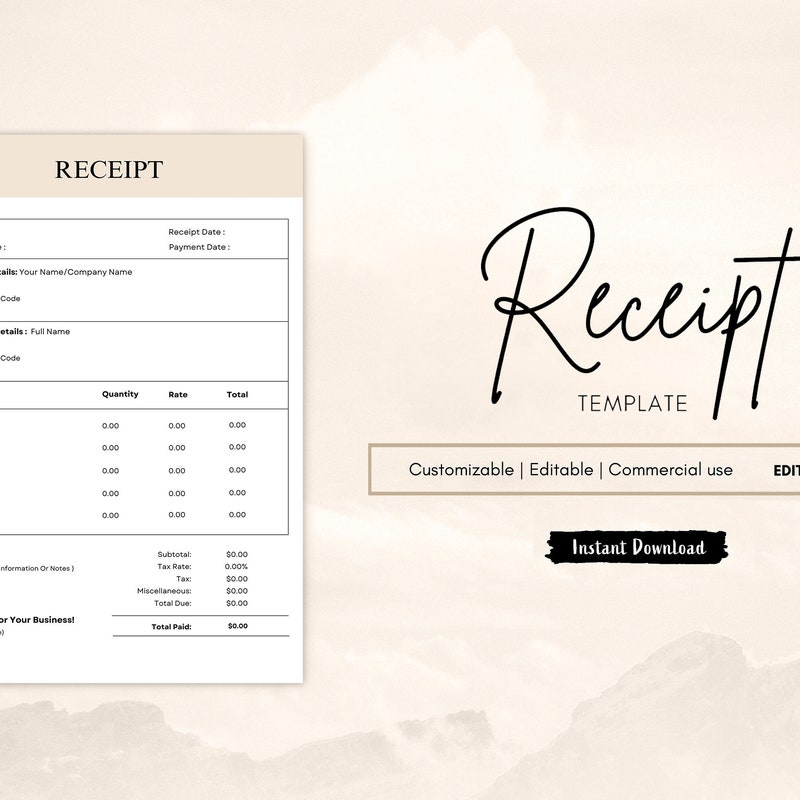 Receipt Template - Etsy