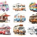 Watercolor Caravan Clipart, Camper Van, Vintage Vehicle, Camping ...
