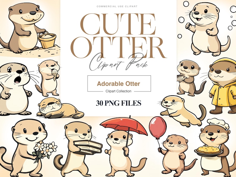 Cute Otter Clipart, Sea Otter, Baby Animal, Watercolor Otter, Nursery ...