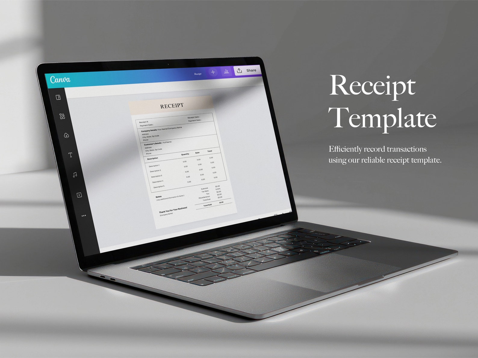 Printable Receipt Template, Blank Receipt Template, Receipt of Payment ...