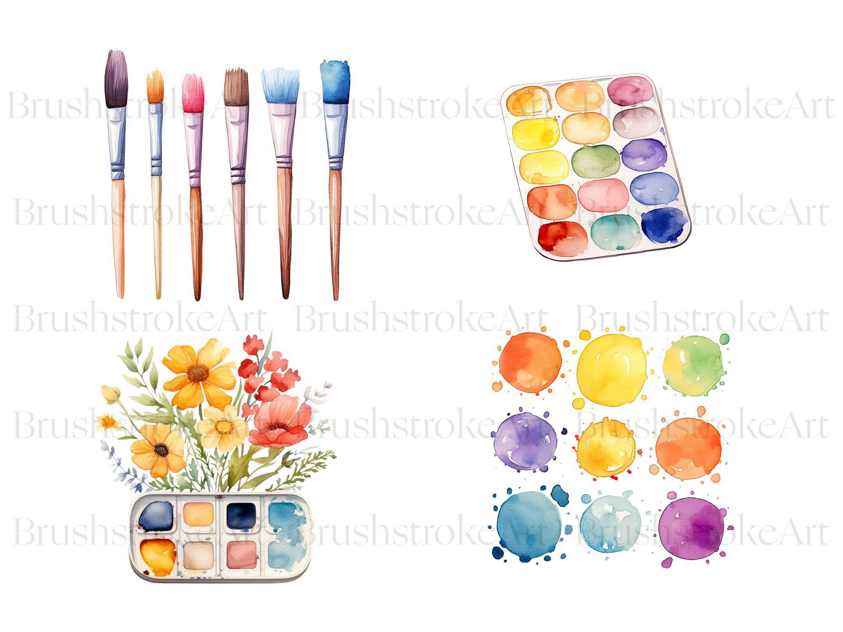 Painting Clipart Paint Brush Palette Art Supplies - Etsy