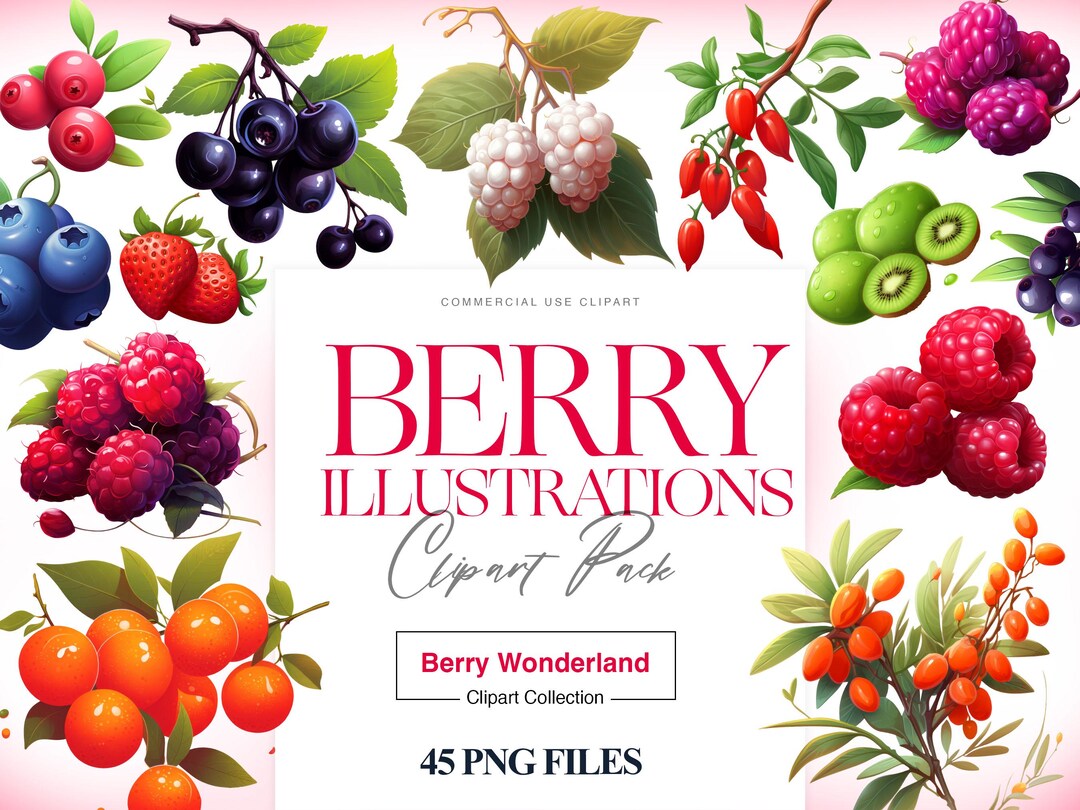 Berry Clipart, Strawberry, Vintage Berry PNG, Summer Fruit, Forrest ...