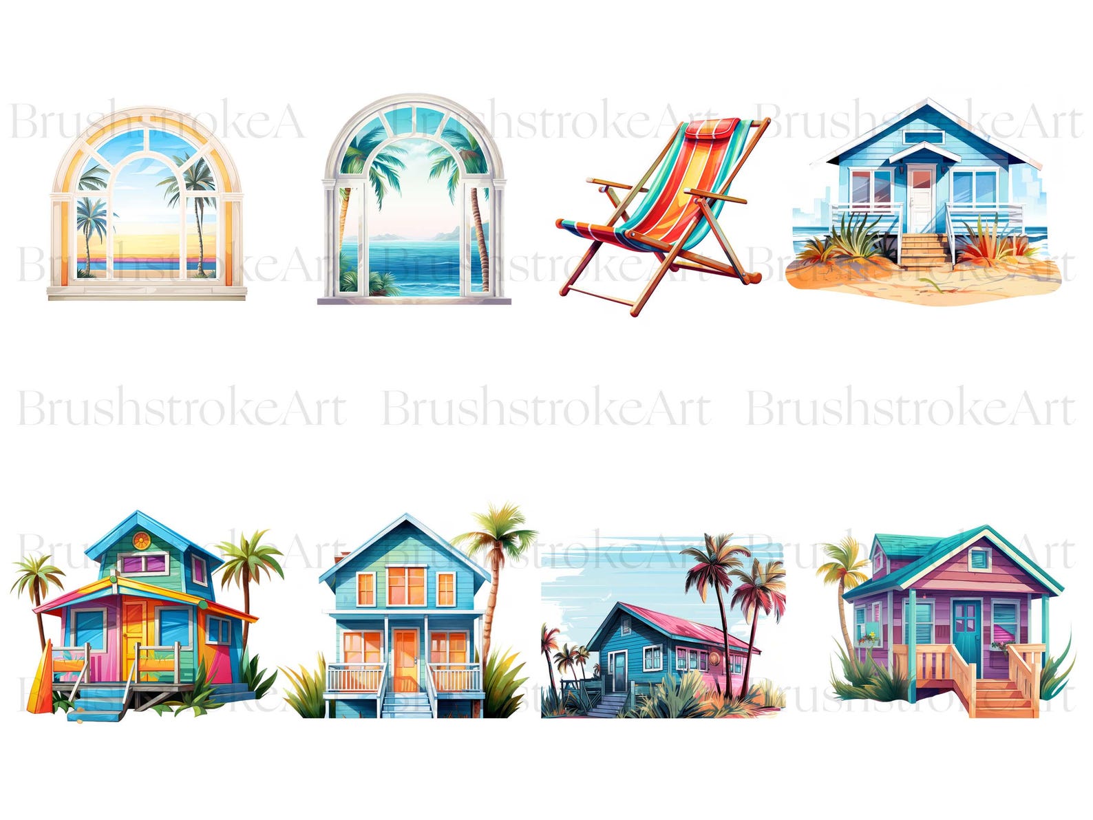 Beach House Clipart, Seaside Cottage, Holiday Clipart, Beach Scene ...